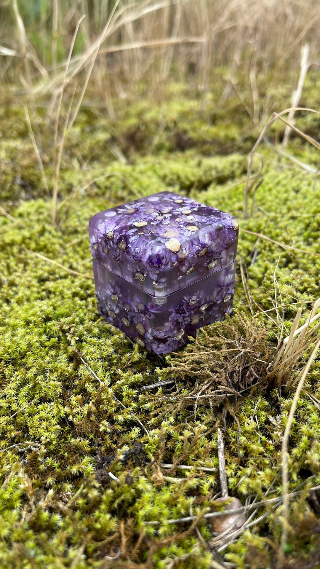 Purple Epoxy Ring Holder, Proposal Ring Box, Purple Ring Case, Gothic ...