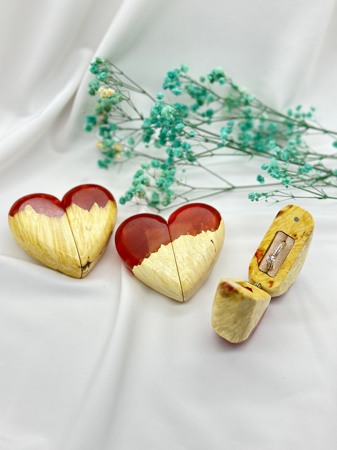 Custom Rustic Ring Box, Heart Shaped Ring Box, Slim Ring Box ...