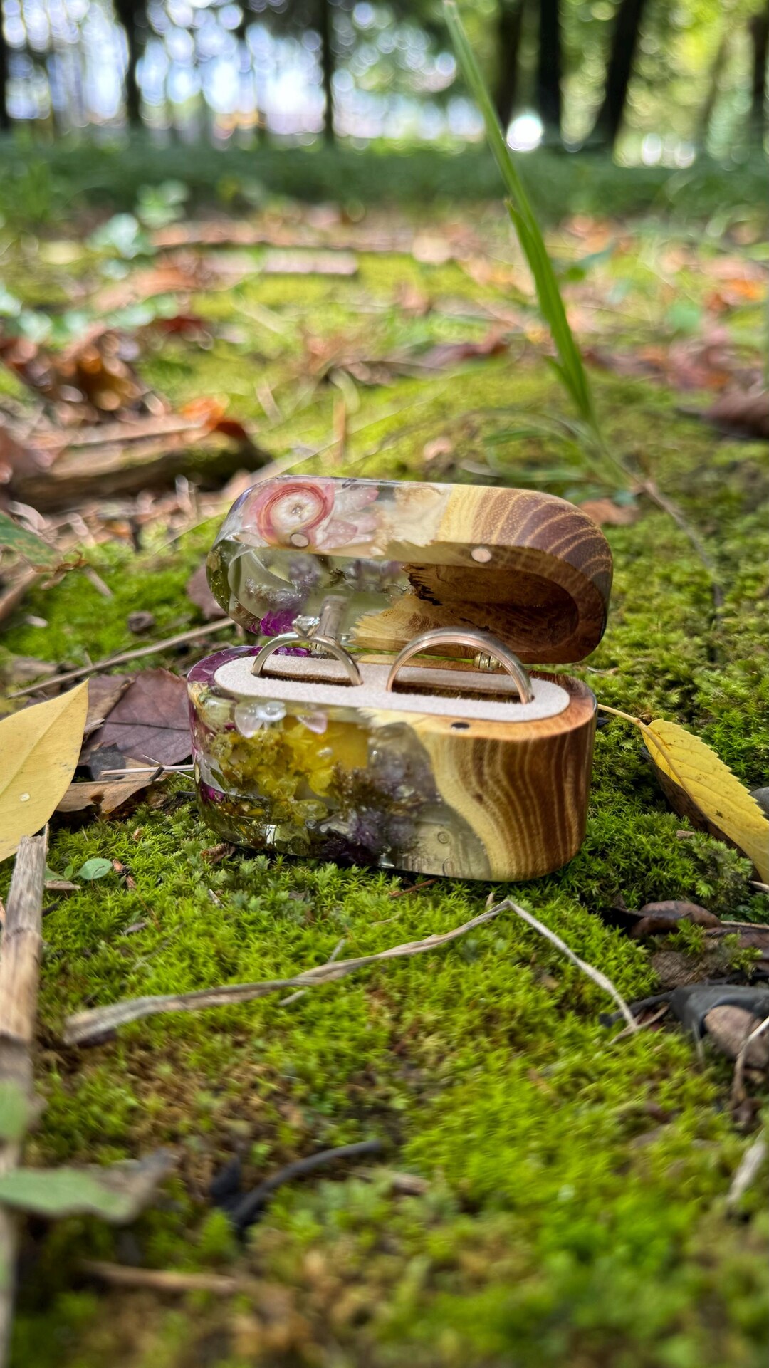 Two Ring Nature Box, Handmade Ring Box, Wedding Ring Holder, Small ...