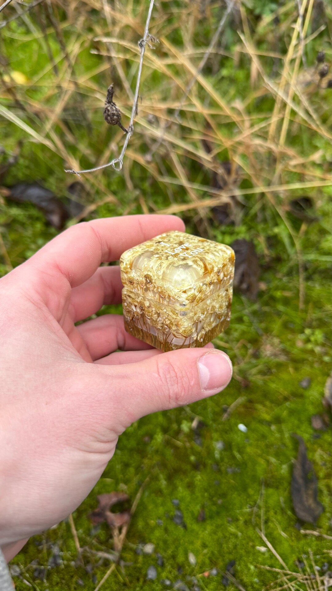 Yellow Proposal Ring Box, Wedding Ring Case, Rustic Epoxy Box, Wedding ...