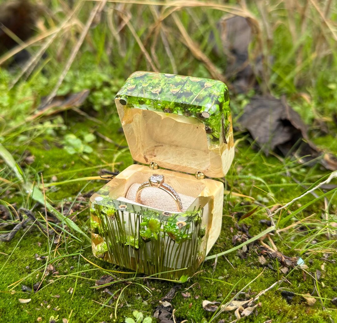 Unique Epoxy Ring Case, Wooden Proposal Ring Box, Engagement Ring Box ...