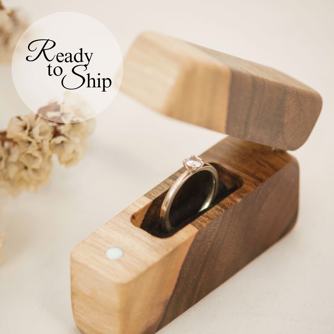 IN STOCK Proposal Ring Box, Rustic Wooden Box, Ring Bearer Box, Wedding ...