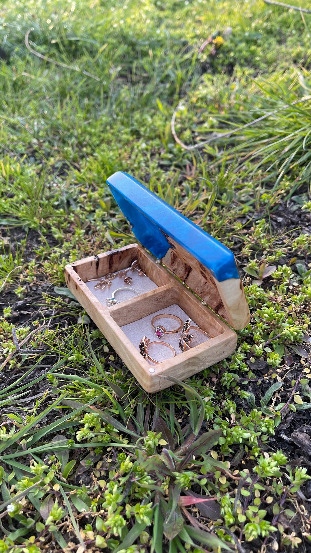 Epoxy Resin Jewelry Box, Wooden Jewelry Organizer, Anniversary Gift for ...