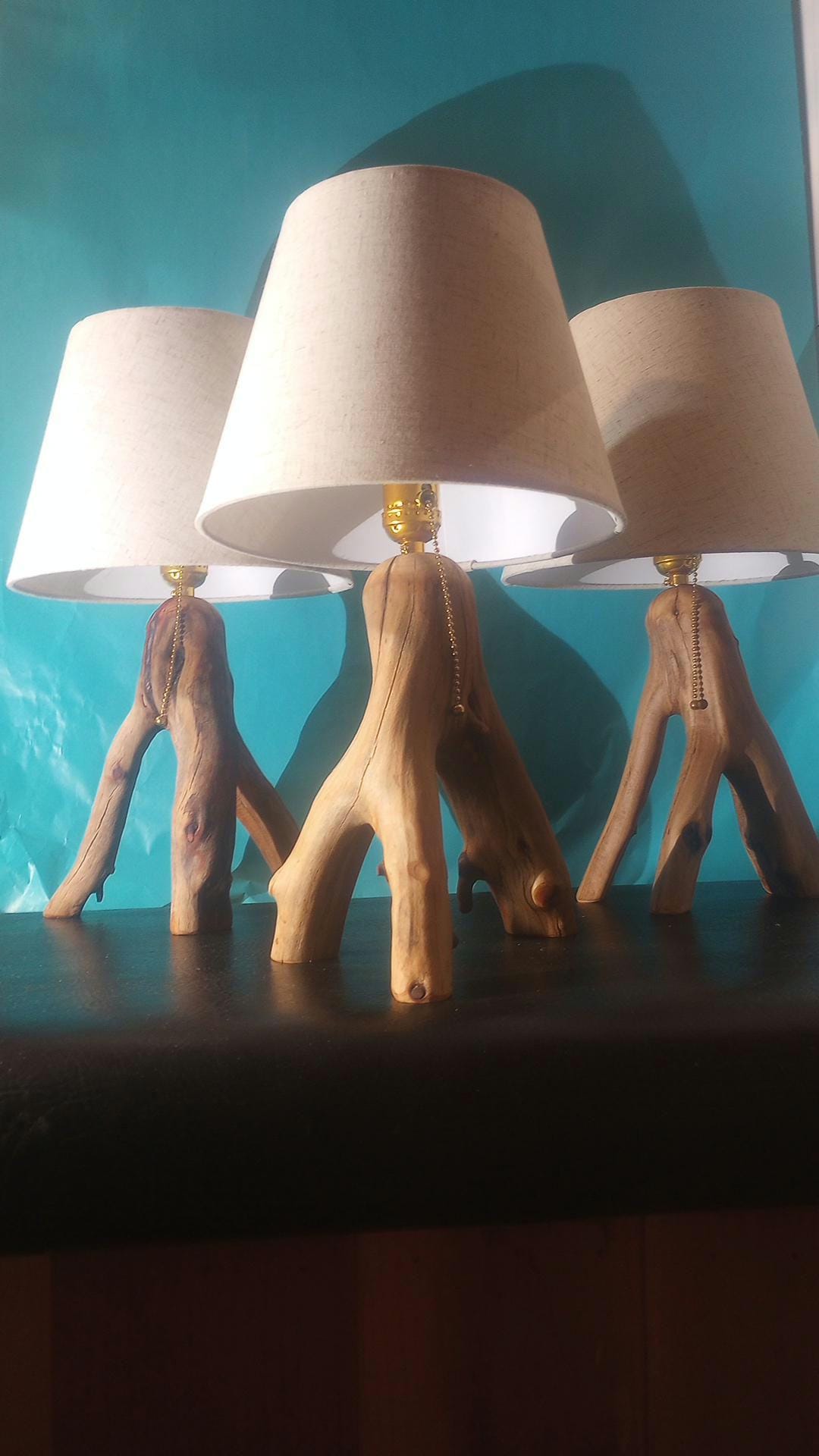 Small Rustic Wood Table Lamp or Desk Lamps Made With a Real Tree Branch ...