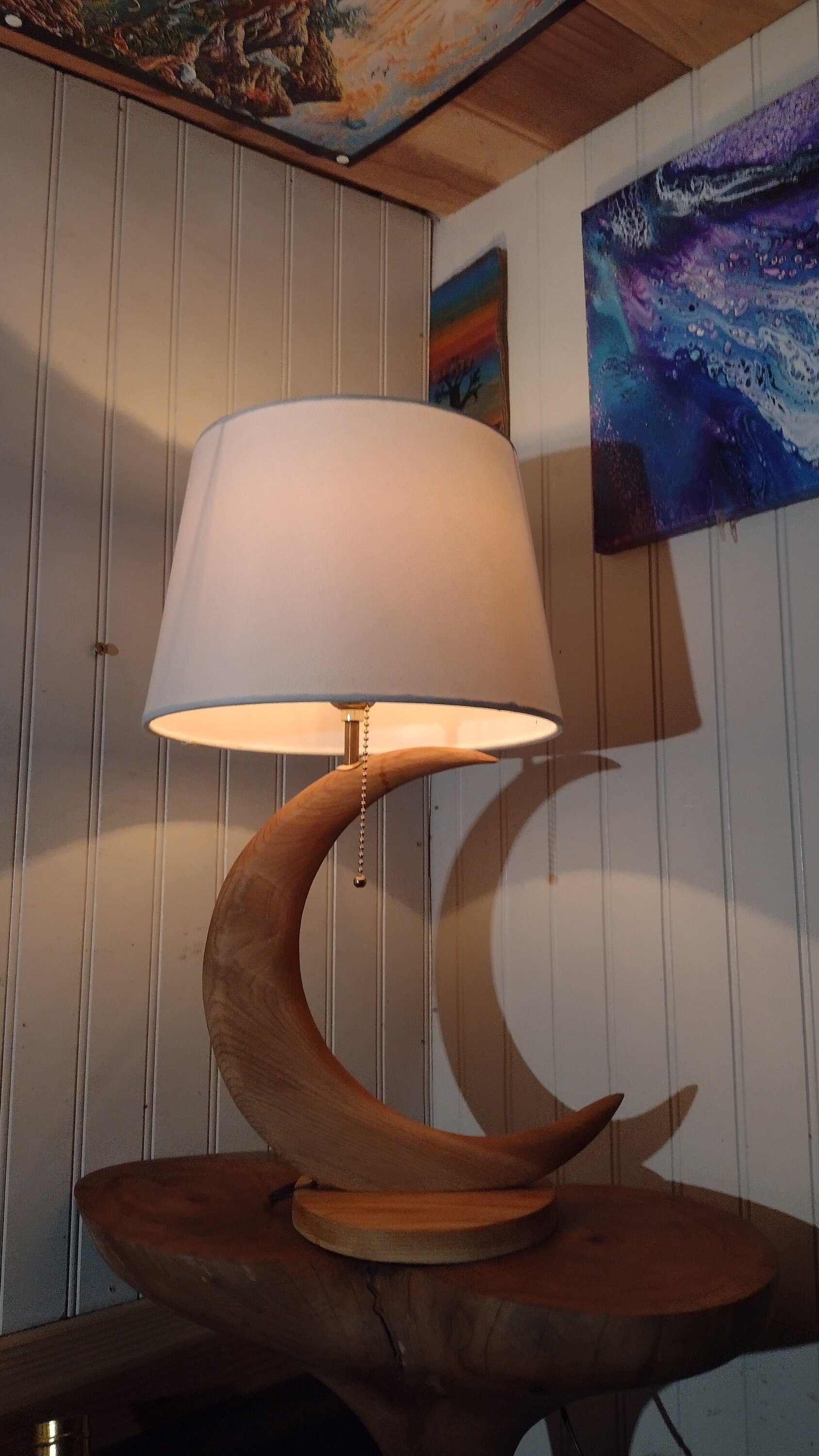 Mystical Moon Table Lamp, Wood Desk Lamp Night Light - Etsy