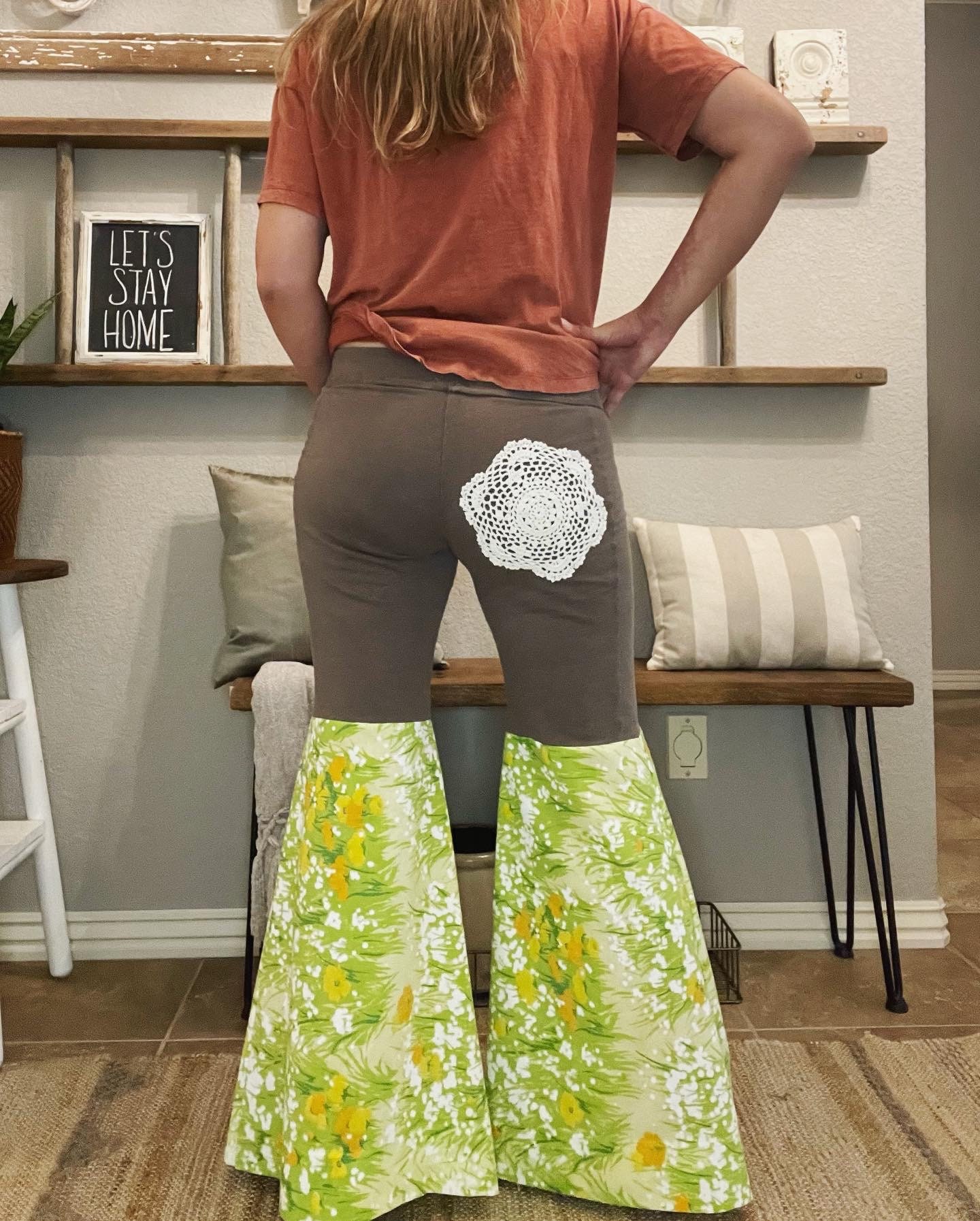 Upcycled Bell Bottoms, Reworked Bell Bottoms, Vintage Floral Bell ...