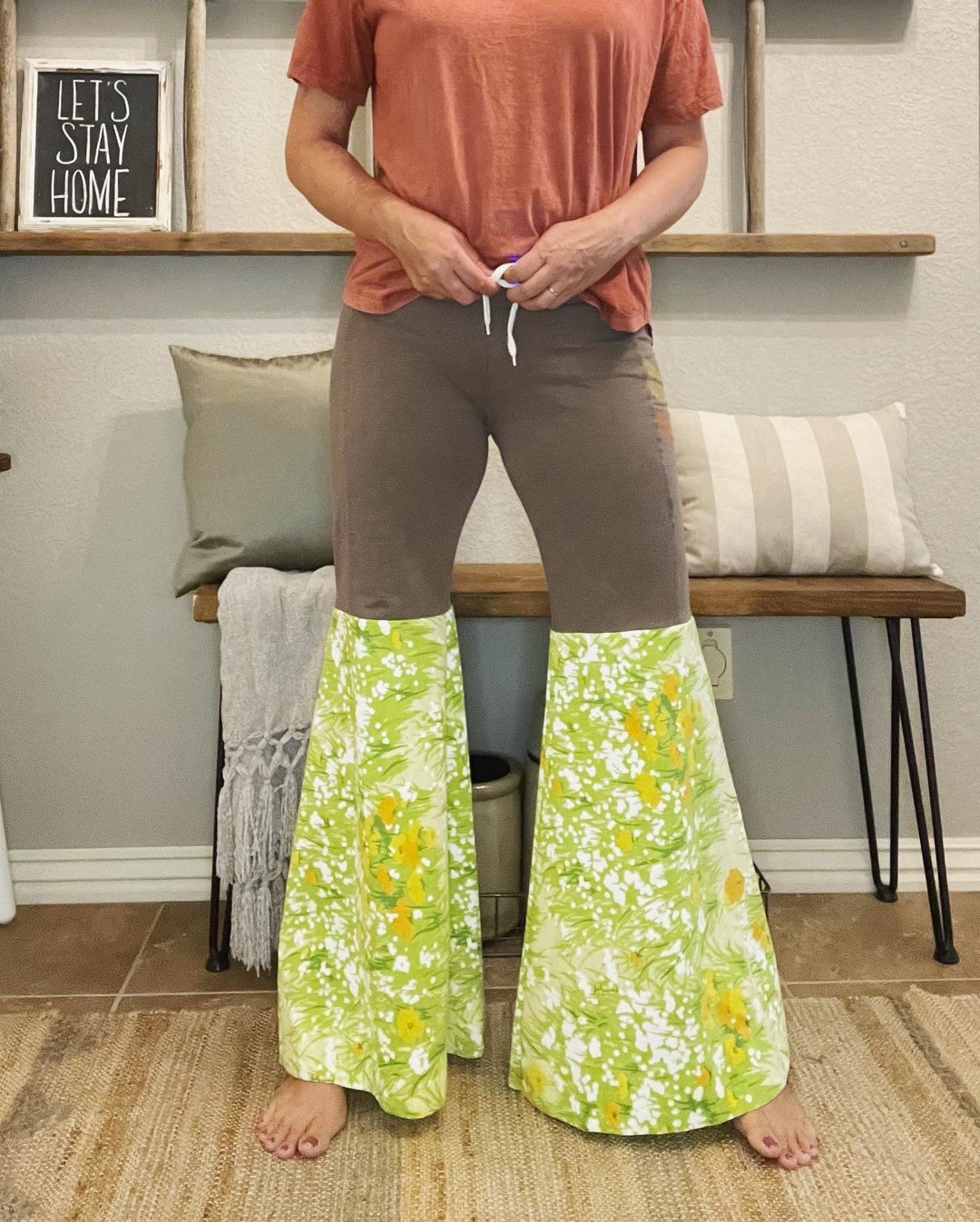 Upcycled Bell Bottoms, Reworked Bell Bottoms, Vintage Floral Bell ...