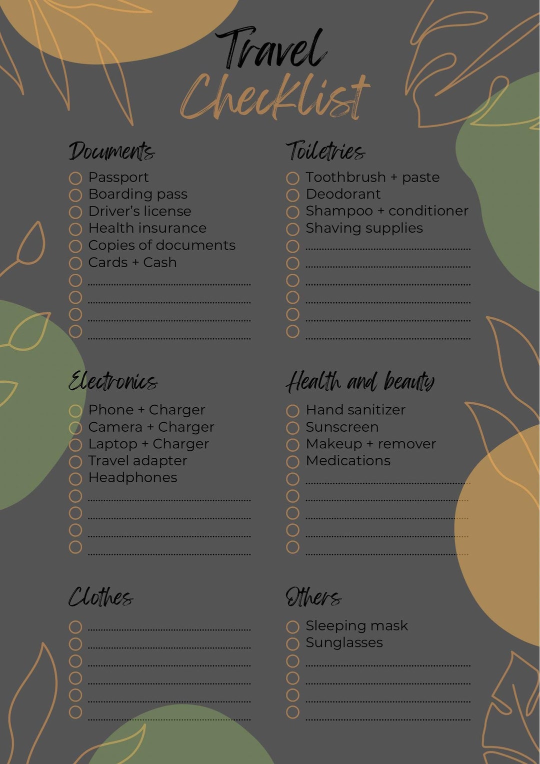 Editable Travel Packing List Printable, Travel Checklist Planner ...