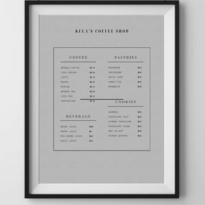 Editable Minimalist Coffee Shop Menu Template | Modern Breakfast Cafe ...