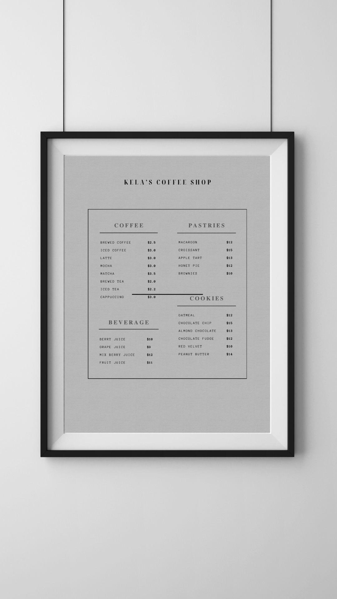Editable Minimalist Coffee Shop Menu Template | Modern Breakfast Cafe ...