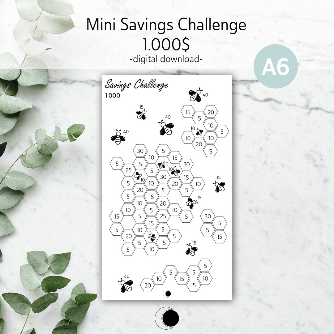 1000 Mini Savings Challenge A6 | 1k Money Challenge Pdf | Digital ...