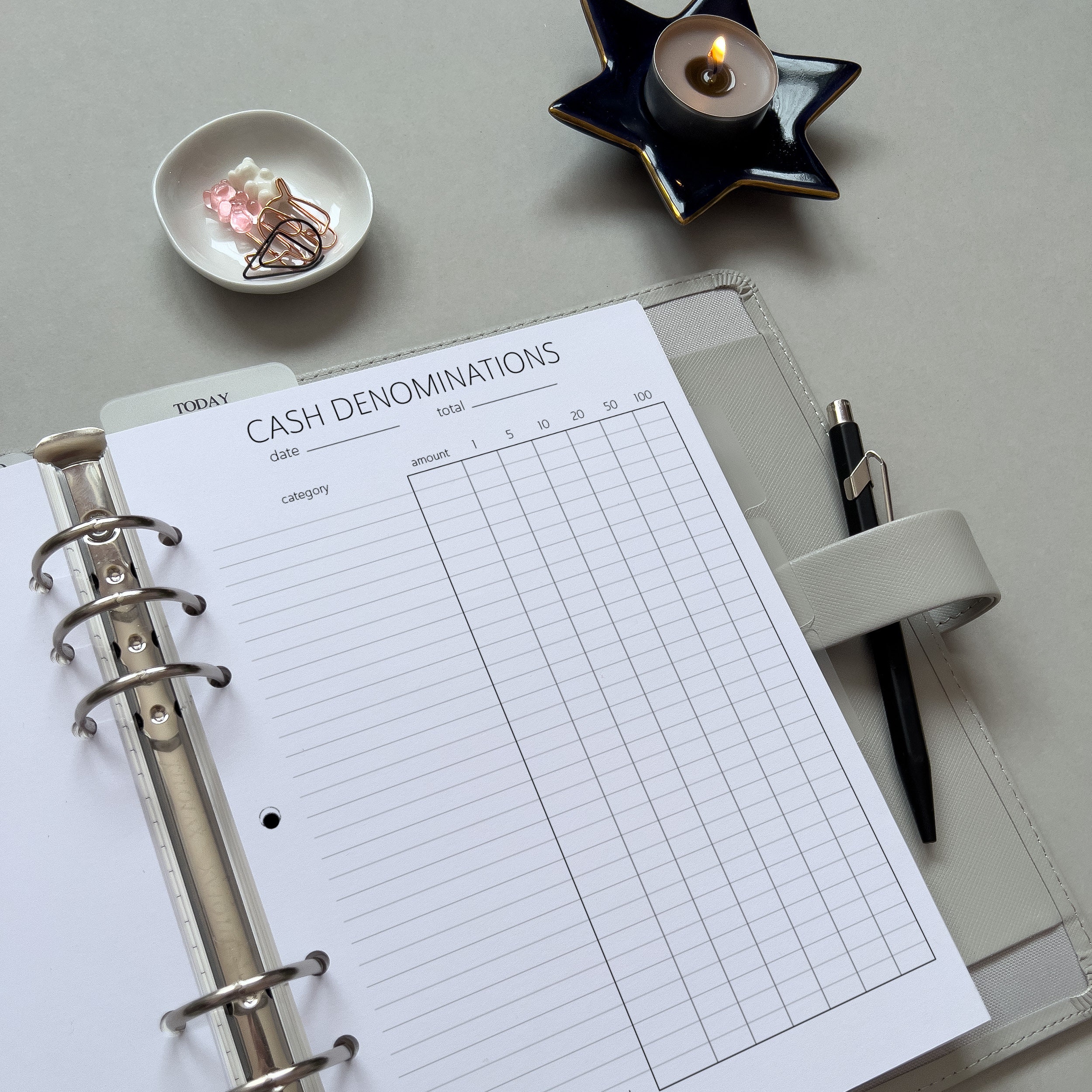 Printable Cash Denomination Breakdown Planner Insert Monthly Cash ...