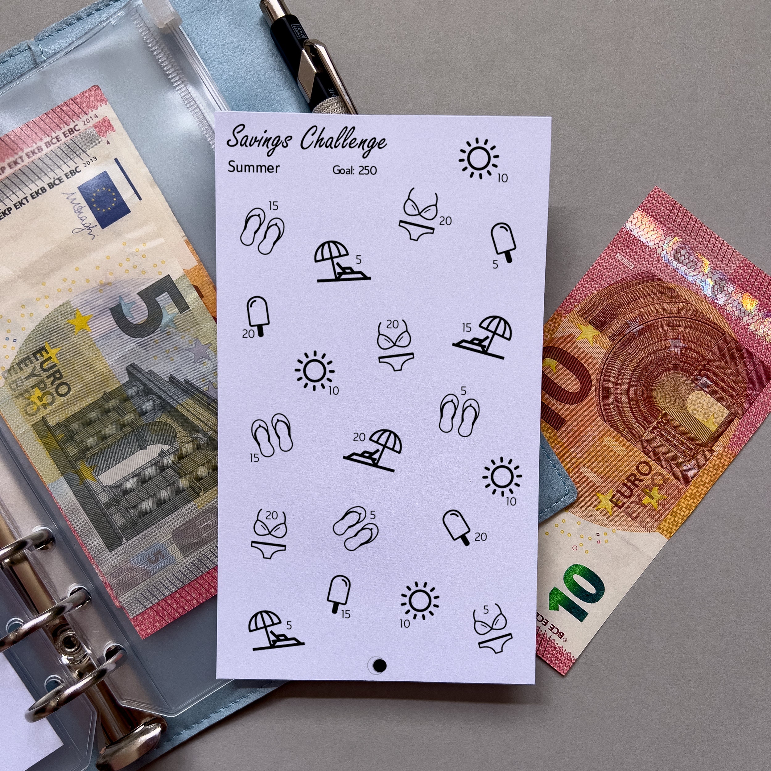 Summer Mini Savings Challenge A6 | Fun Beach Trip Money Tracker for Low ...