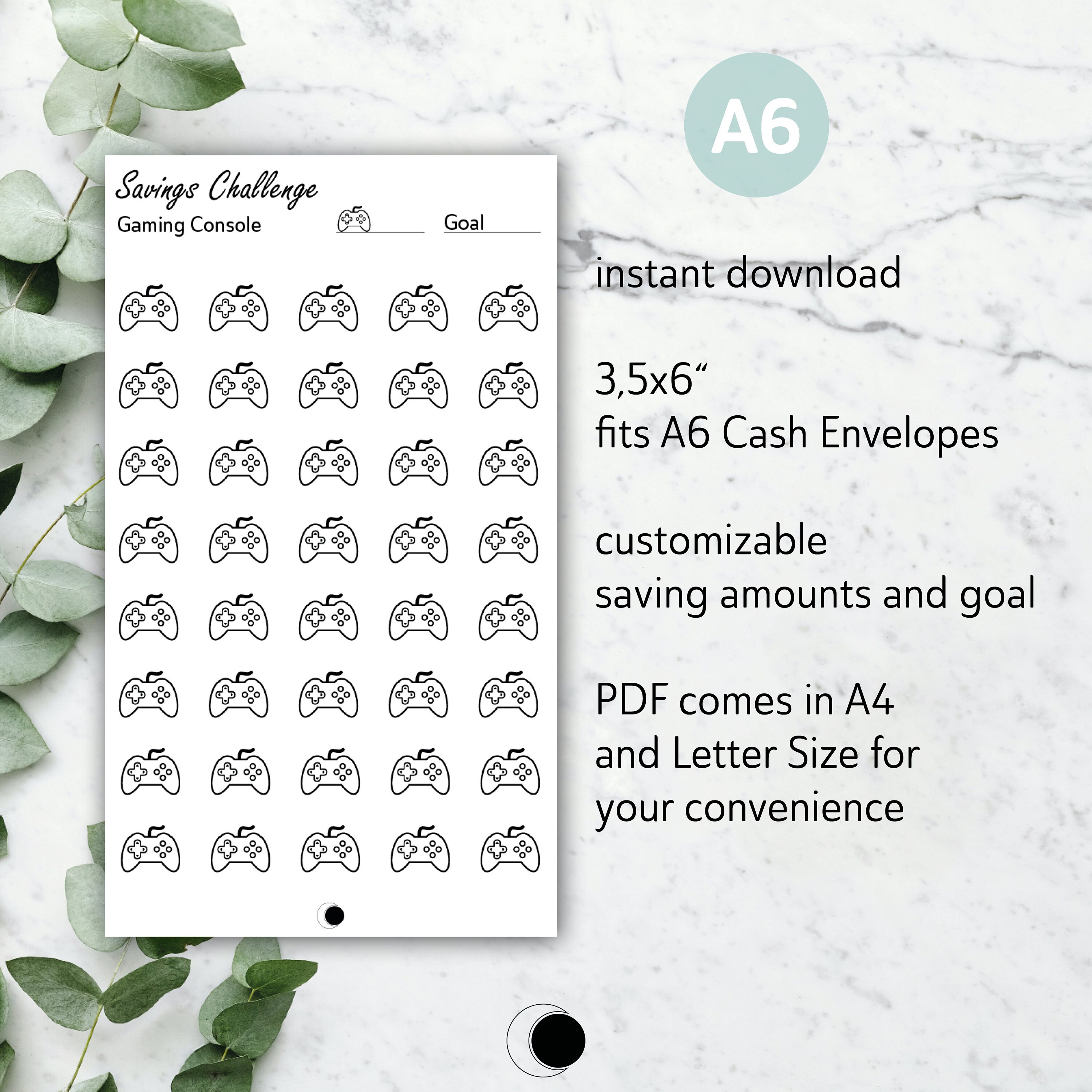 Gaming Console Mini Savings Challenge A6 | Printable Money Tracker for ...