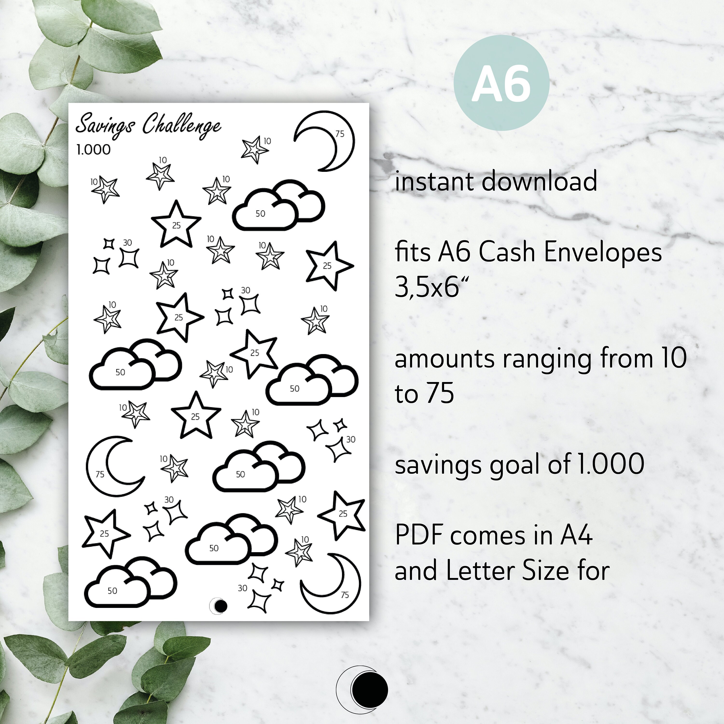 1000 Mini Savings Challeng A6 Printable 1k Money Challenge for Low ...