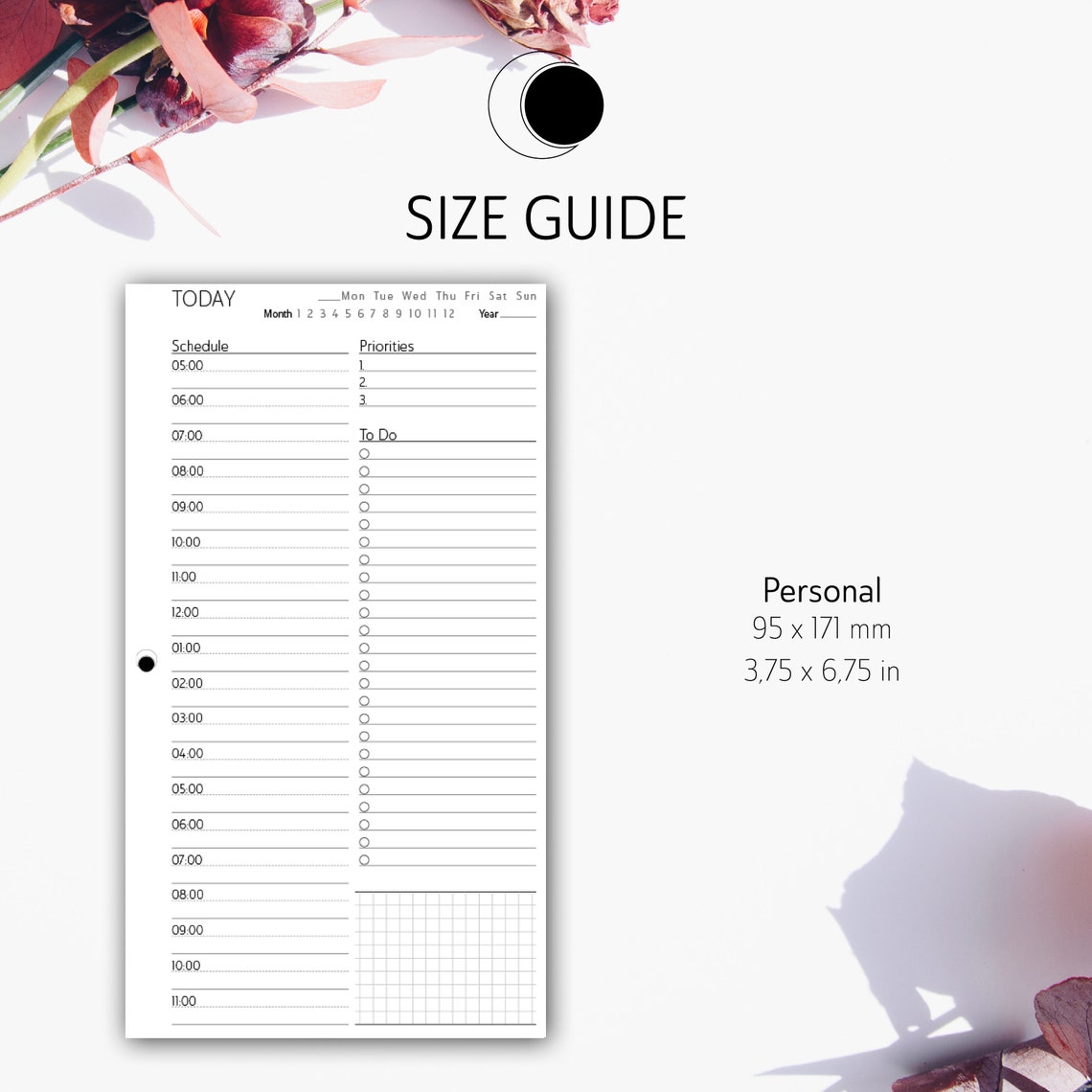 Printable Hourly Daily Personal Planner Insert | Timed Daily Template ...