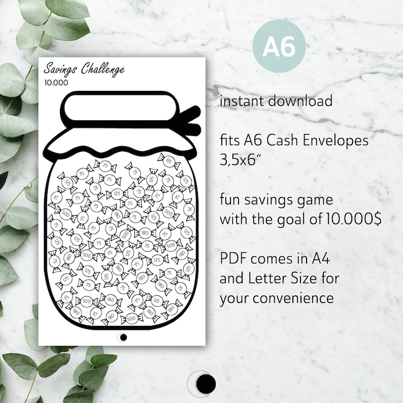 10000 Mini Savings Challenge A6 | 10k Savings Challenge | Minimalist ...