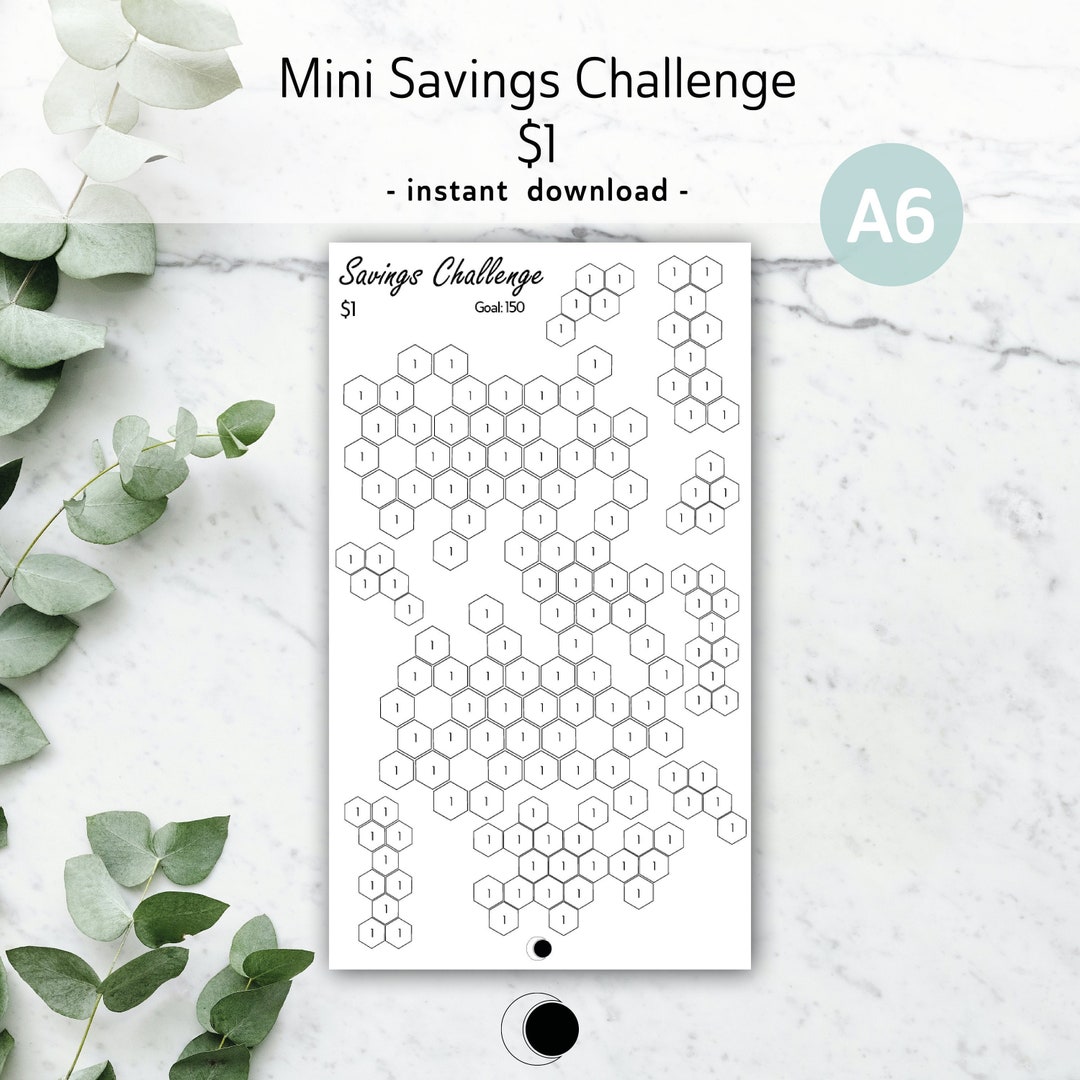 1 Dollar Mini Savings Challenge A6 | Small Change Savings Challenge ...