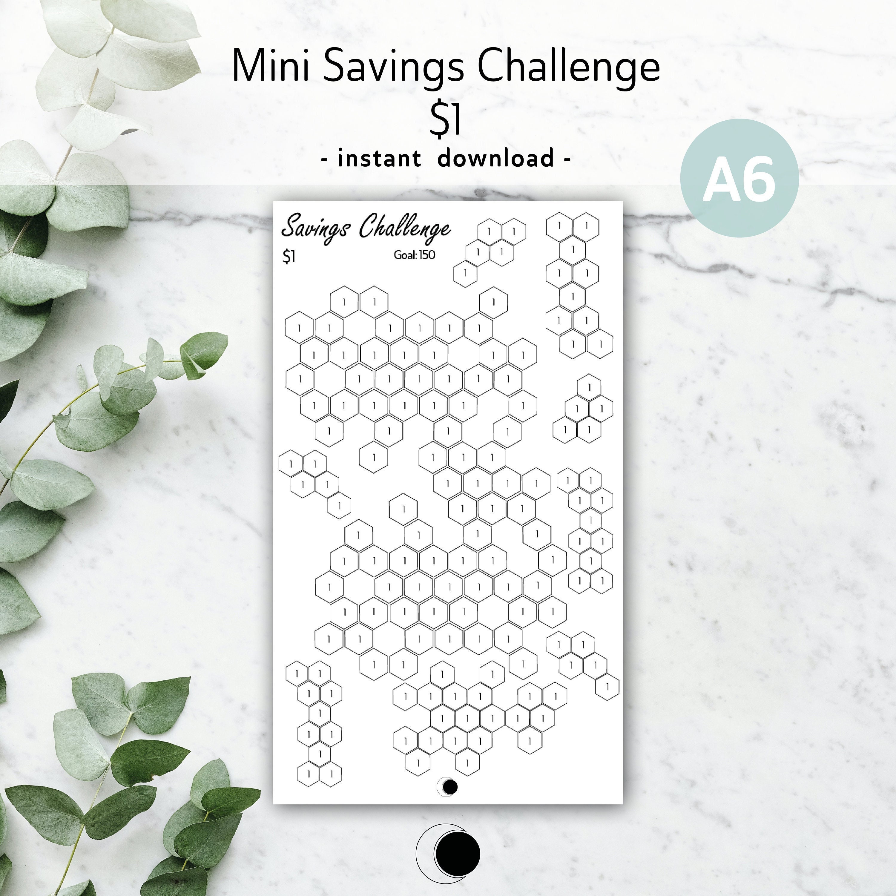 1 Dollar Mini Savings Challenge A6 Small Change Savings Challenge ...