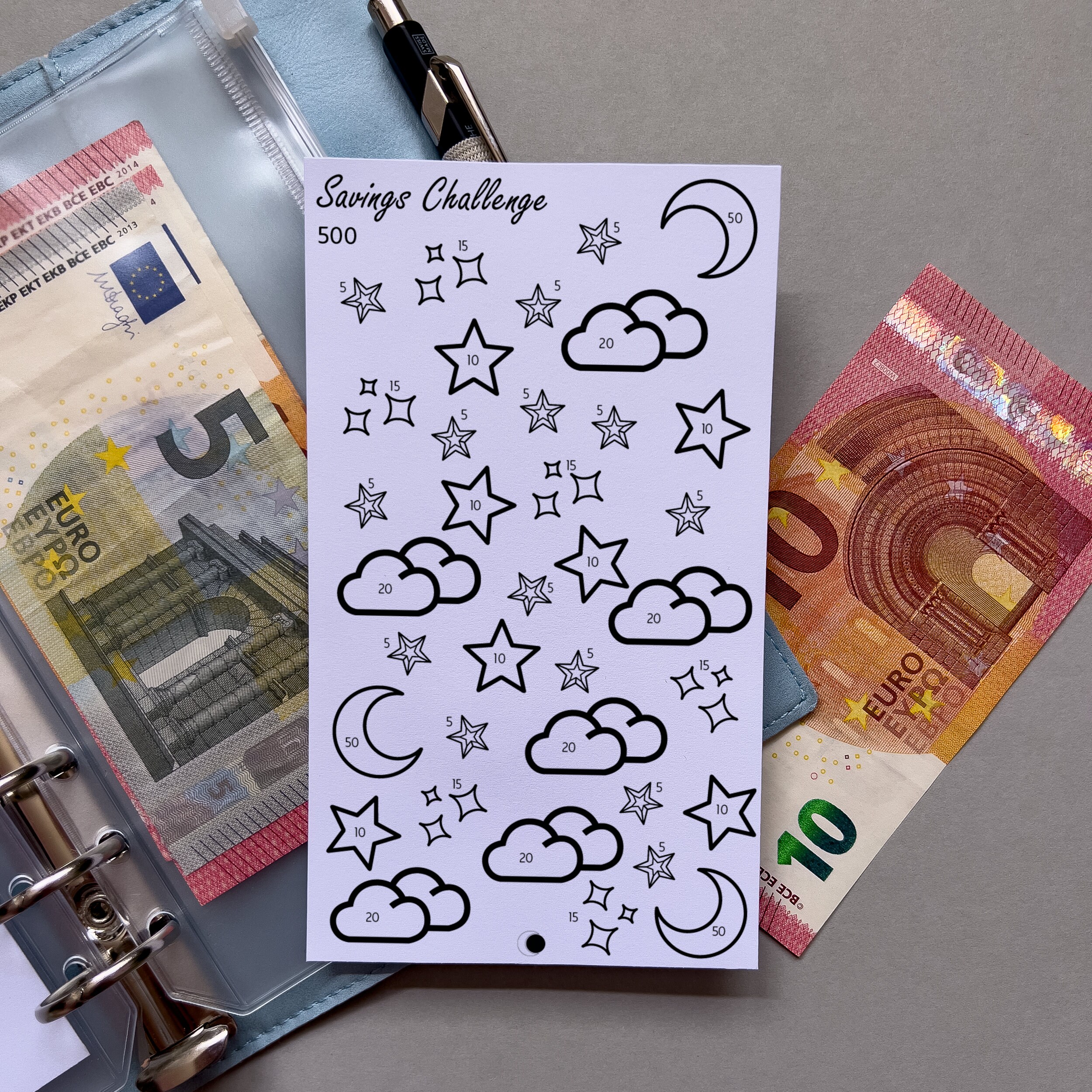500 Mini Savings Challenge A6 Printable | Minimalistic Color-in Savings ...