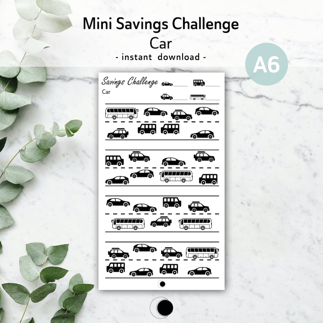 Printable Car Mini Savings Challenge A6 | Digital Download Cash Money ...