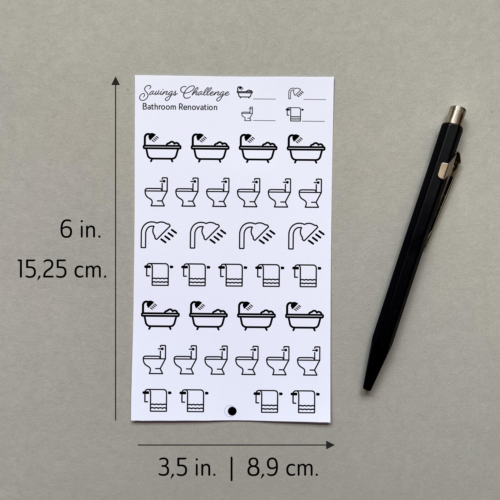 Bathroom Renovation Savings Challenge A6 | Printable Mini Money Tracker ...