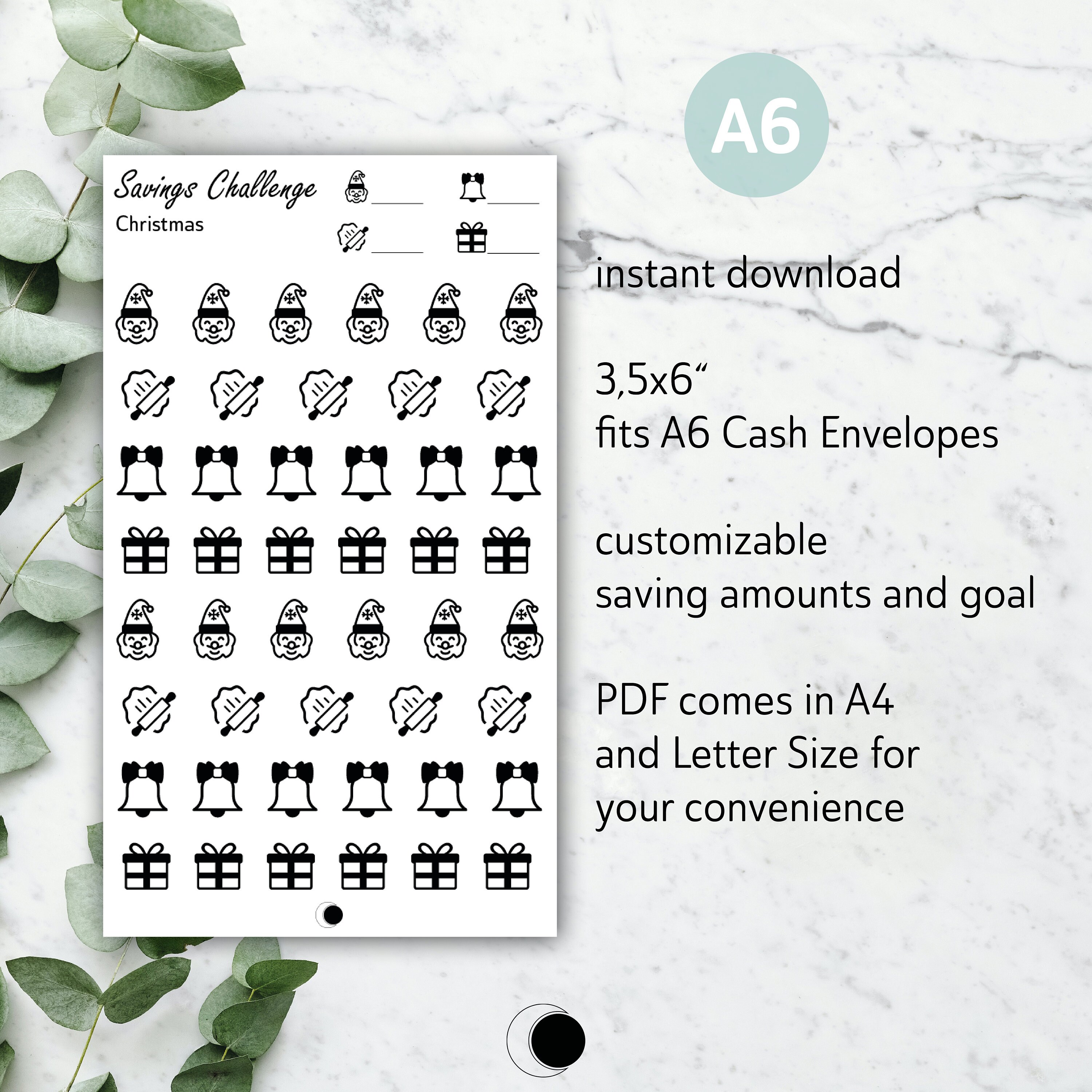 Printable Christmas Savings Challenge A6 Mini Money Tracker for the ...