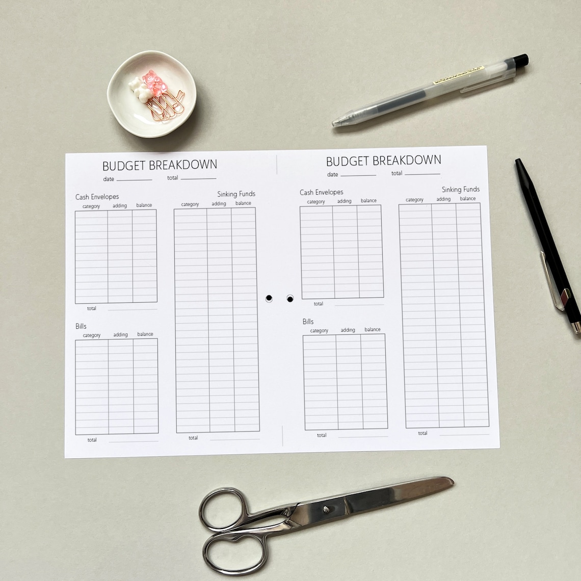 Printable Budget Breakdown Planner Insert Paycheck Breakdown Template ...