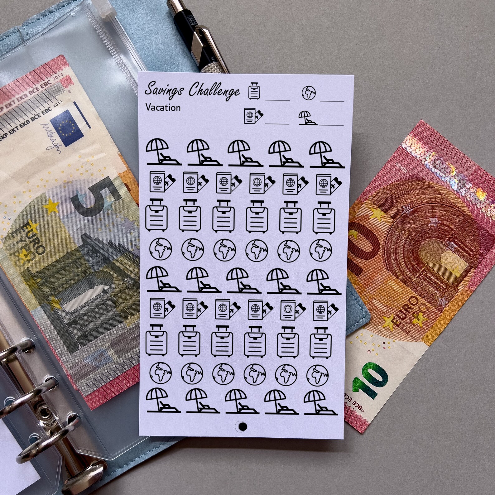 Vacation & Travel Savings Challenge Pdf | Minimalistic Color-in Blank ...