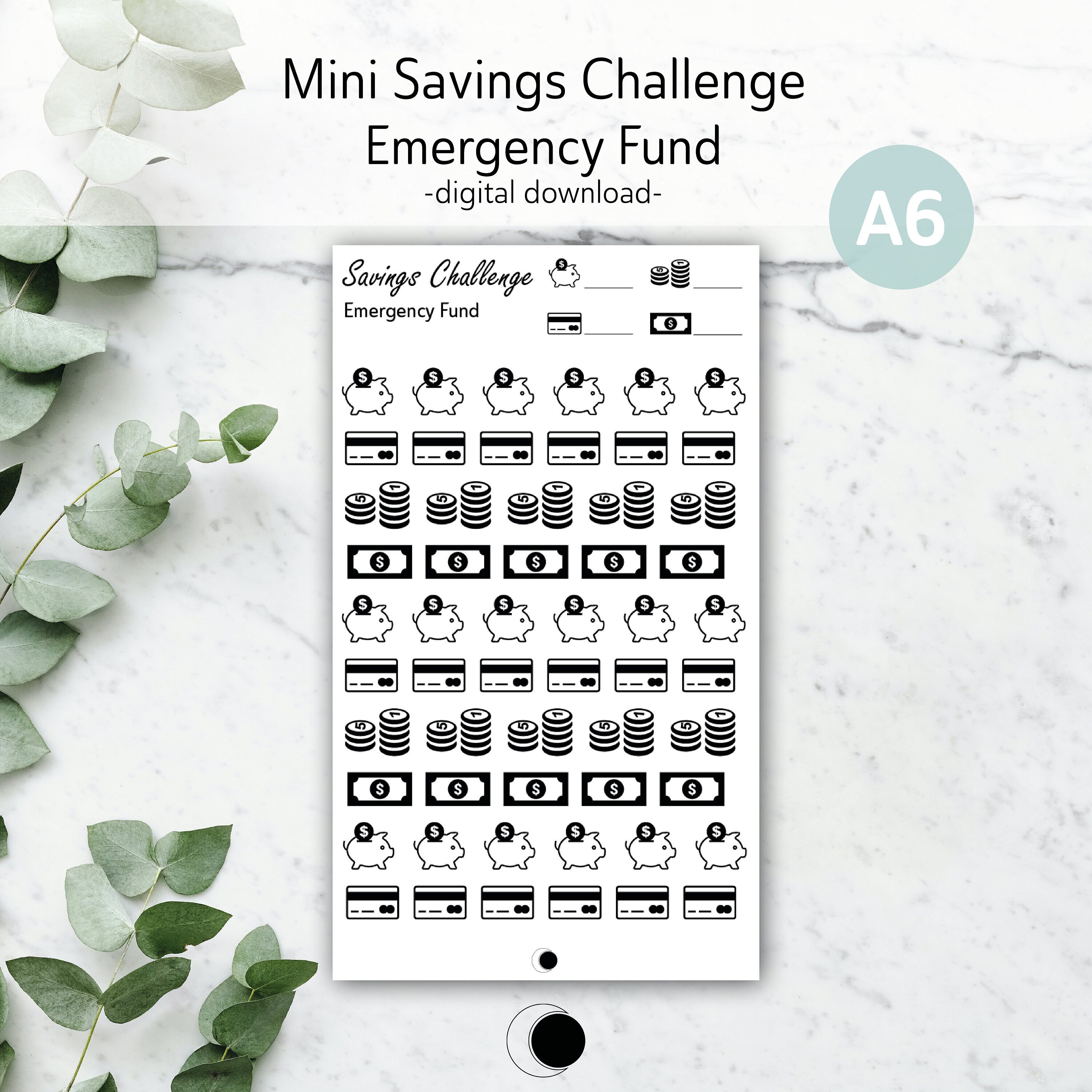 Emergency Fund Savings Challenge | Minimalistic Color-in Blank Savings ...