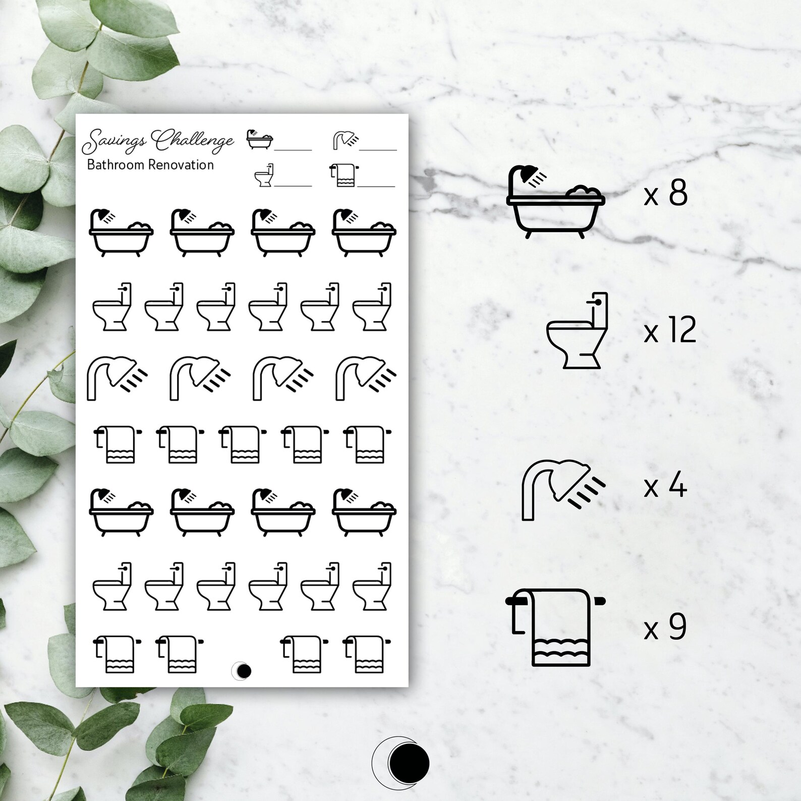 Bathroom Renovation Savings Challenge A6 | Printable Mini Money Tracker ...