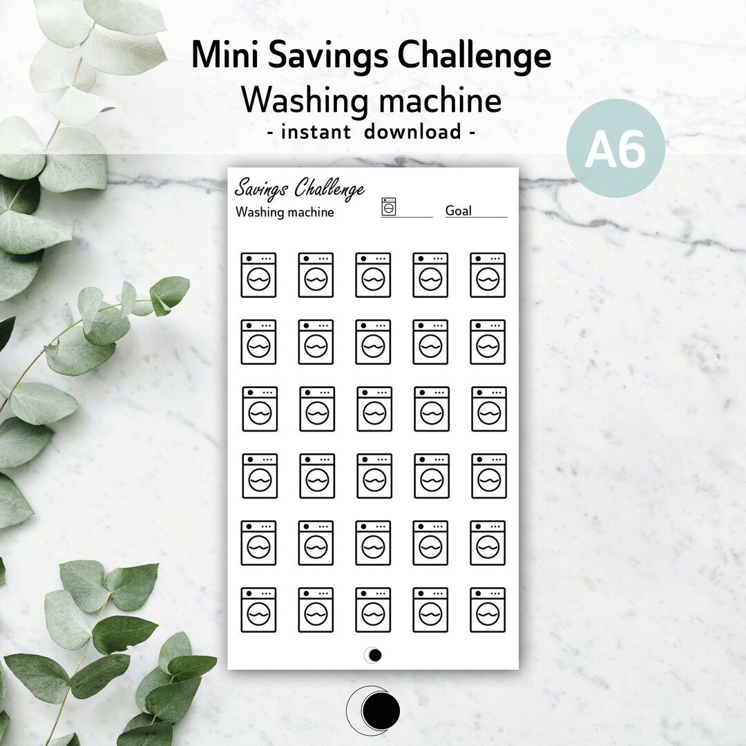 Washing Machine Mini Savings Challenge A6 | Printable Cash Money ...