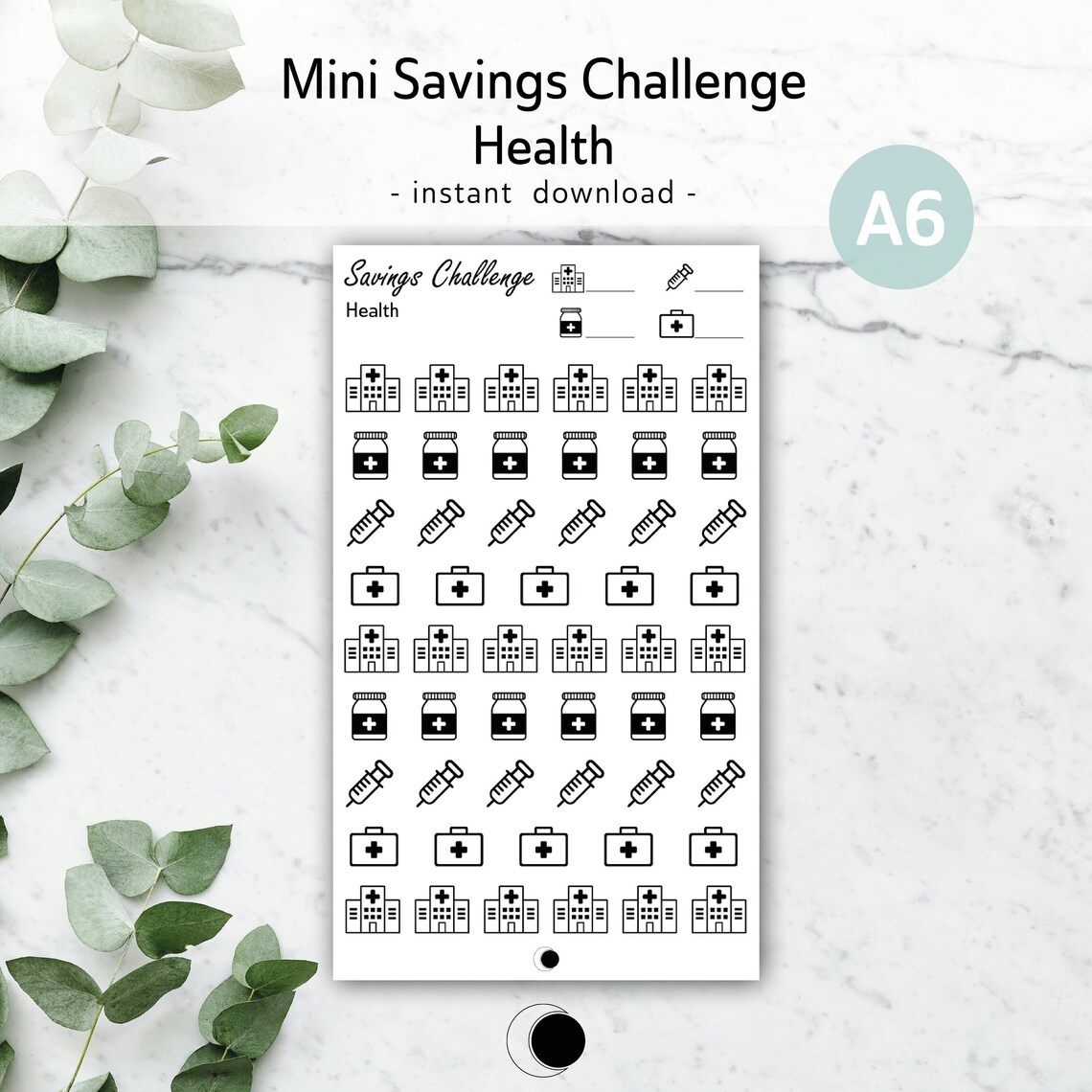 Health Mini Savings Challenge A6 | Cute Printable Money Tracker for ...