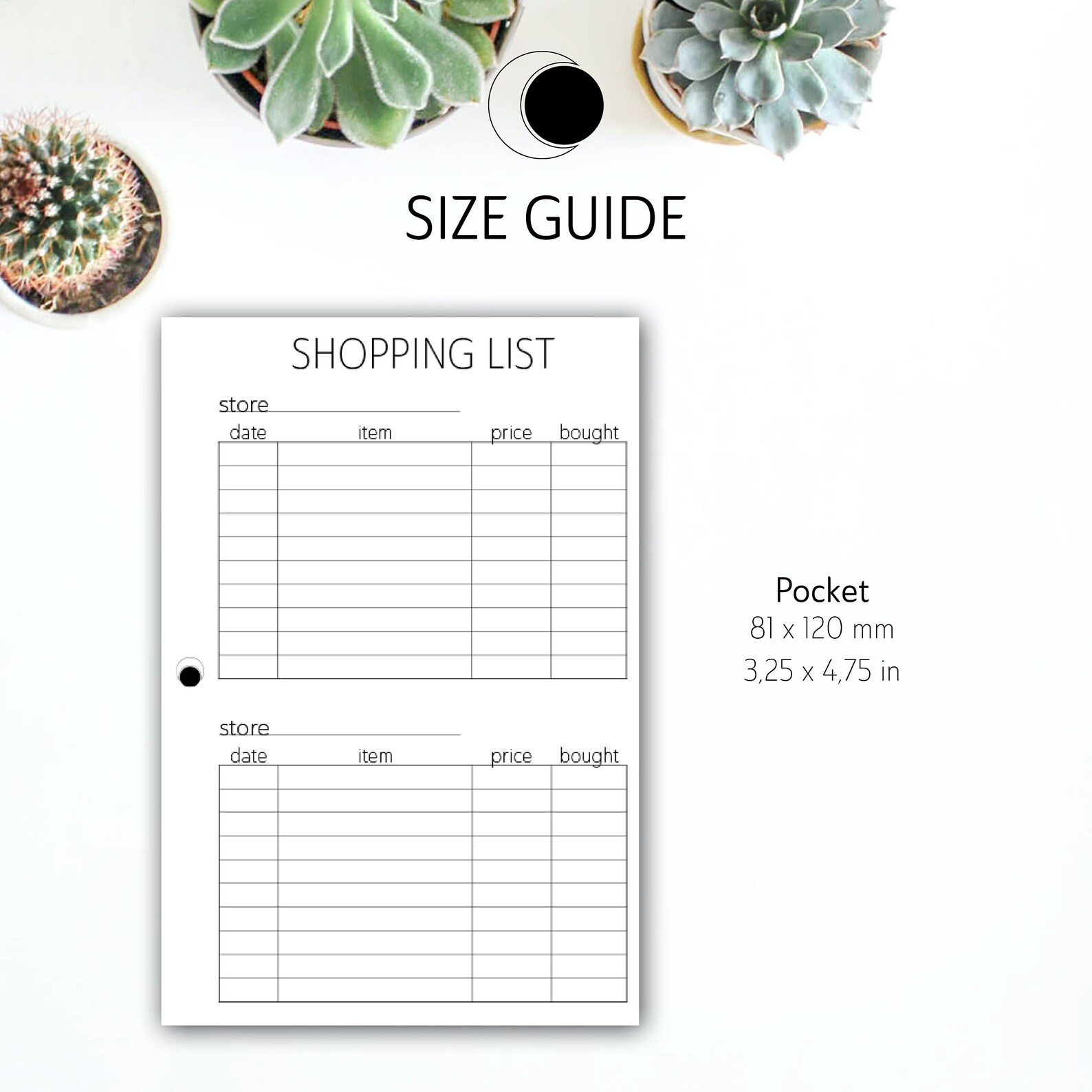 Printable Shopping List Planner Insert | Downloadable Shopping Tracker ...