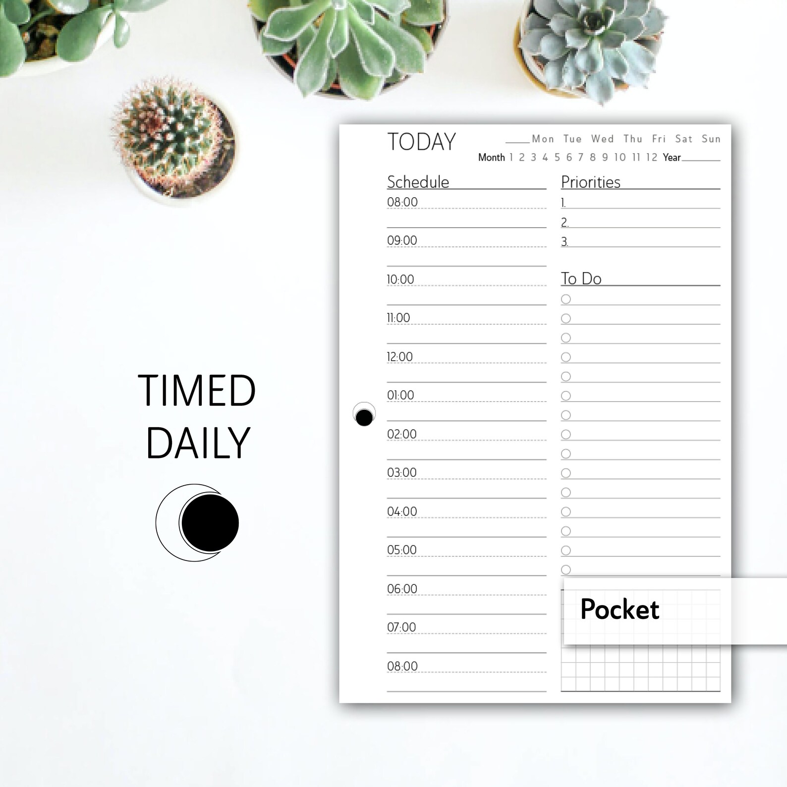 Printable Hourly Daily Planner Insert | Timed Daily Schedule | Daily ...
