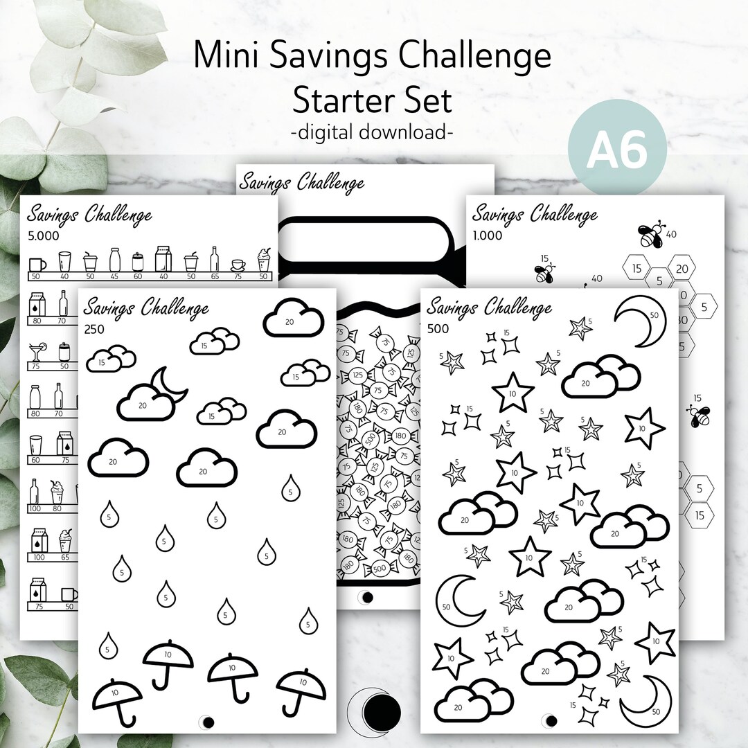 Printable Mini Savings Challenge Set | Mini Budget Challenge Bundle A6 ...
