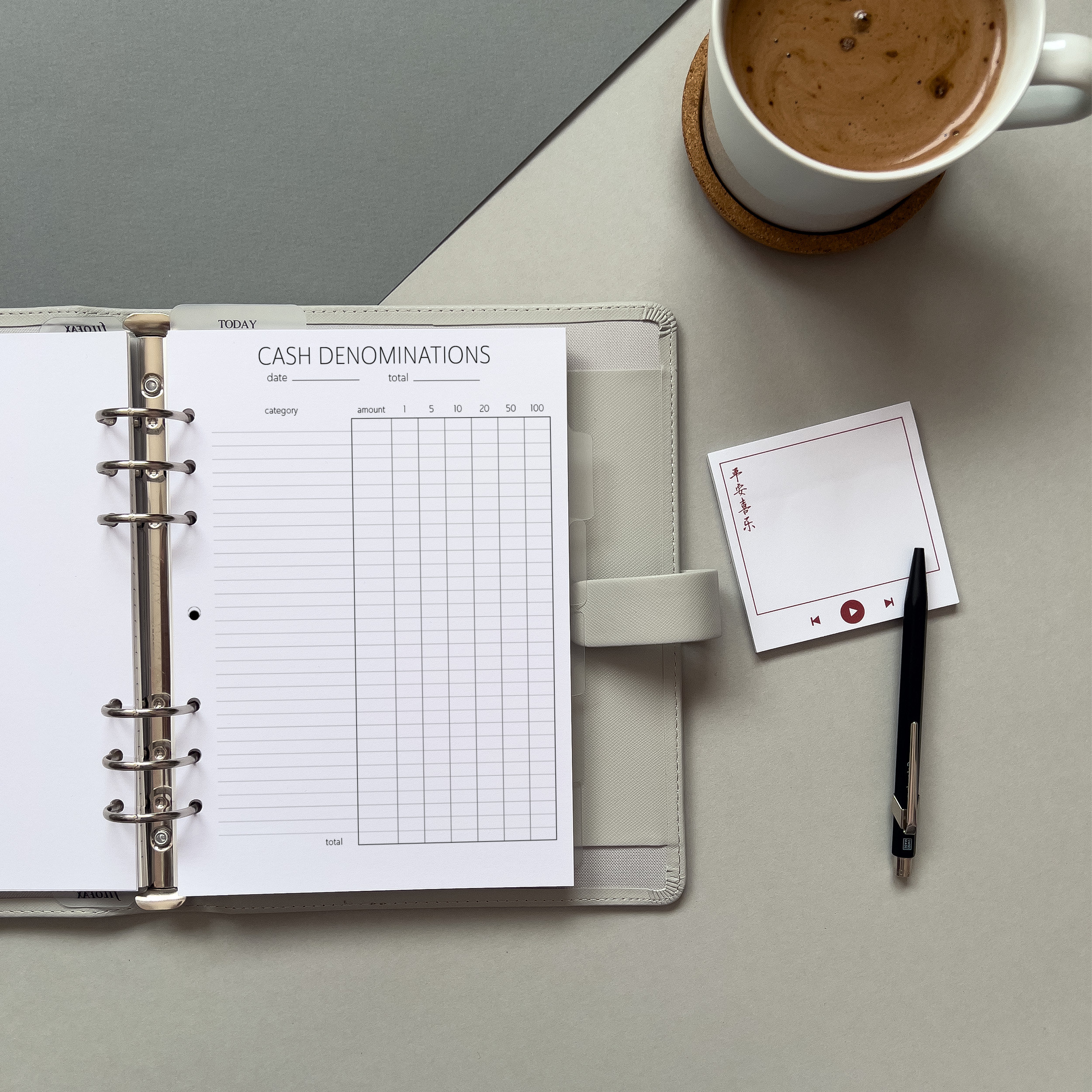 Printable Cash Denomination Breakdown Planner Insert Monthly Cash ...