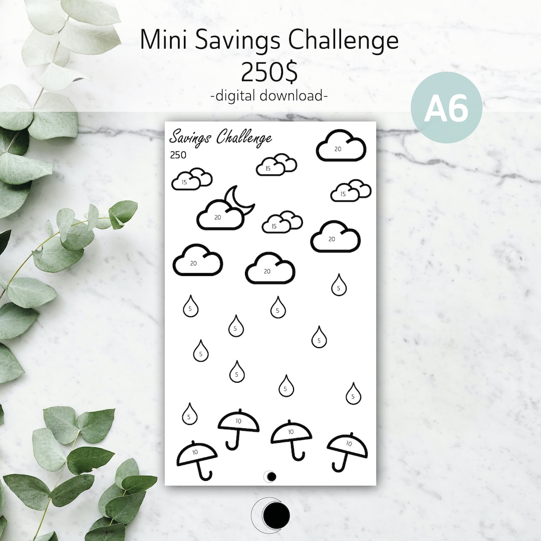 250 Mini Savings Challenge A6 Printable | Minimalistic Color-in Savings ...