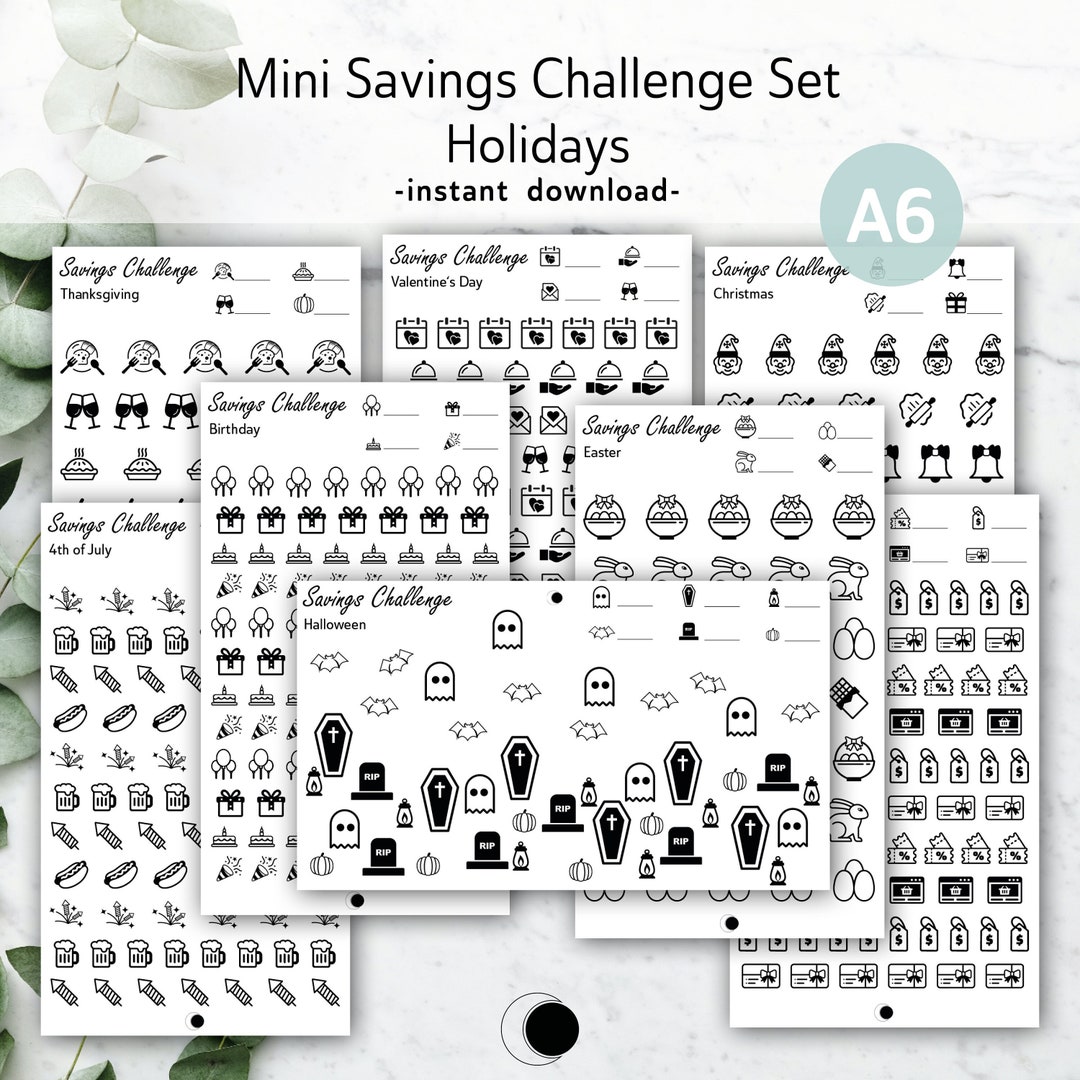 Holidays Savings Challenge Bundle A6 | Printable Seasonal Money Tracker ...
