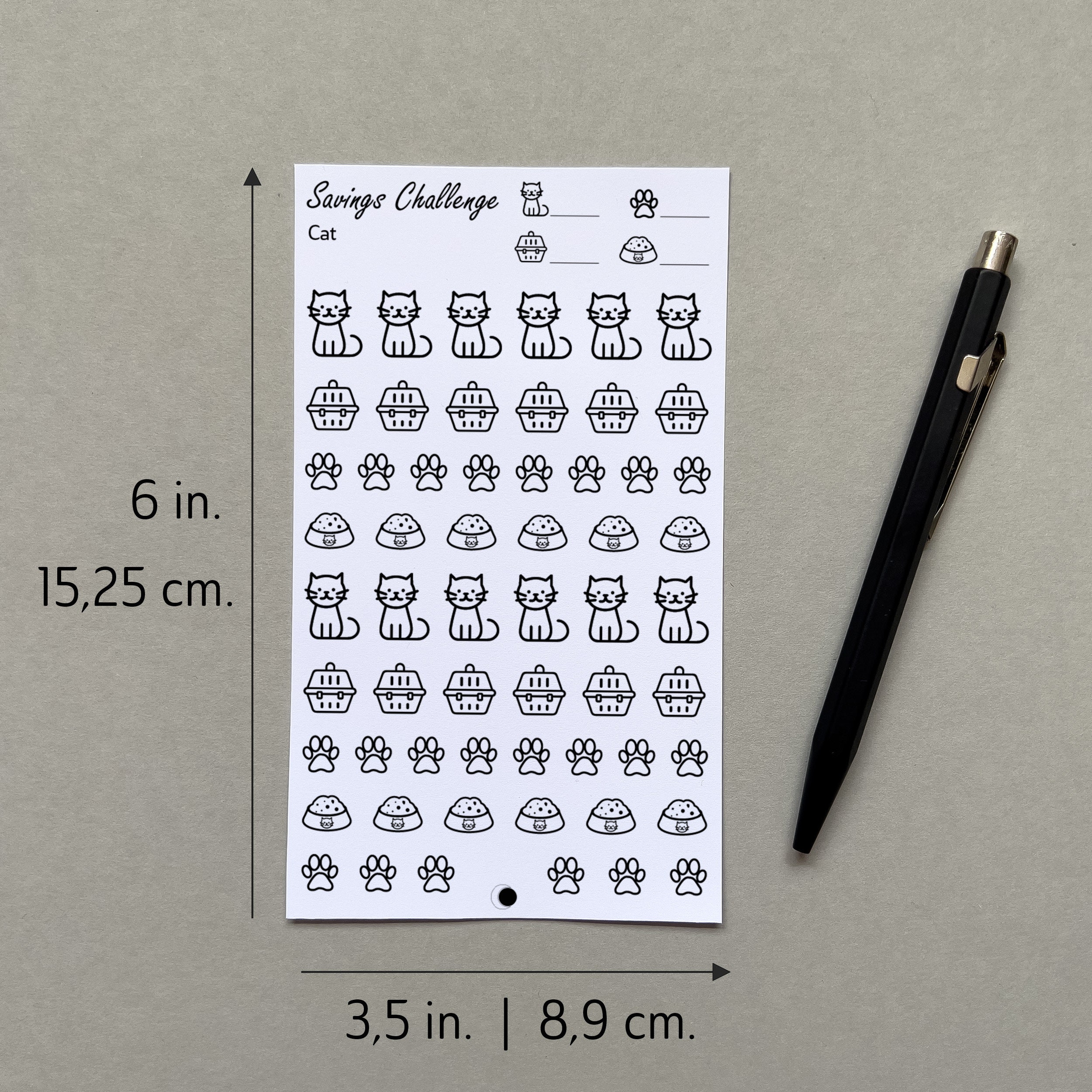 Cat Mini Savings Challenge A6 Printable, Customizable Cash Money ...