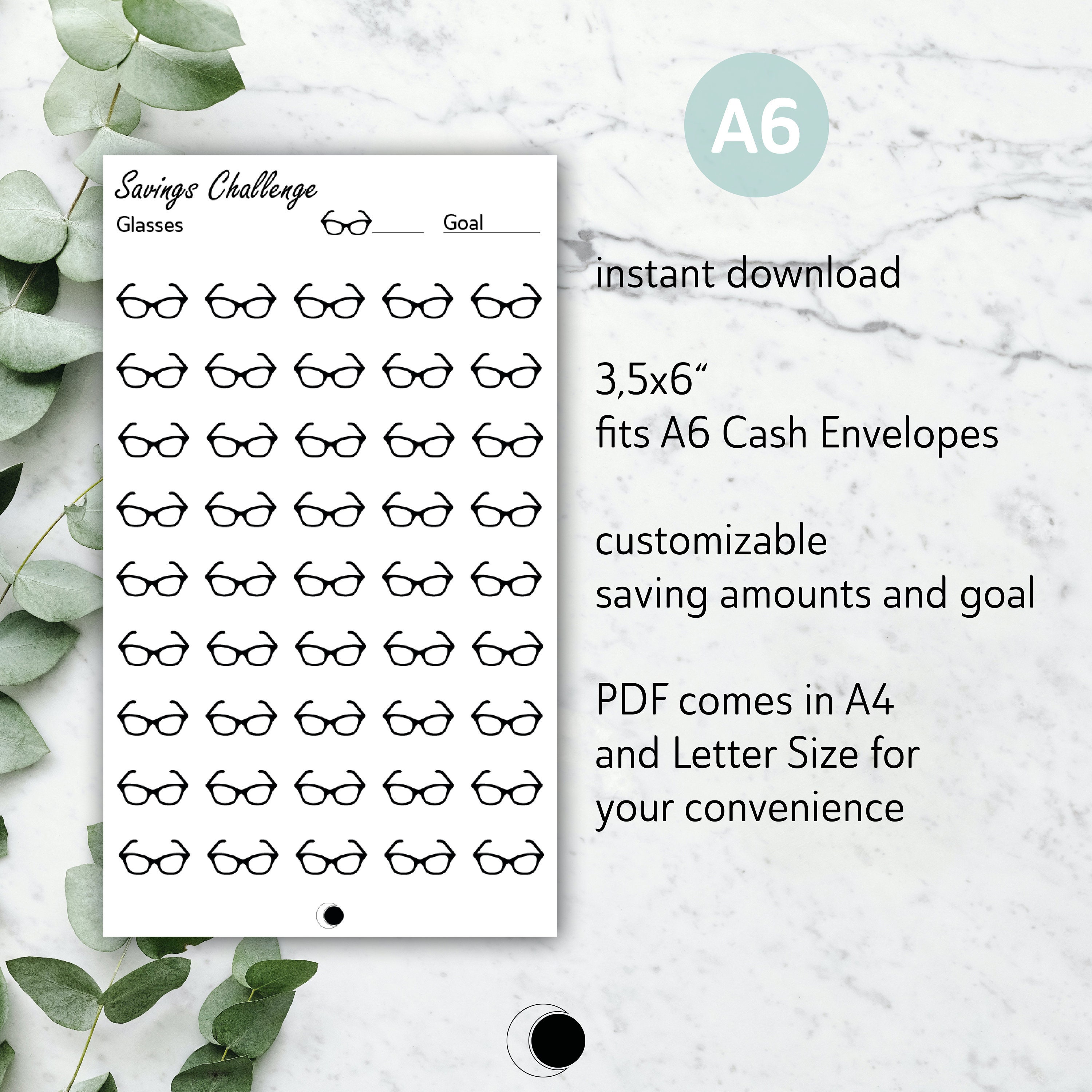 Glasses Mini Savings Challenge A6 for Prescription Eyeglasses, Contact ...