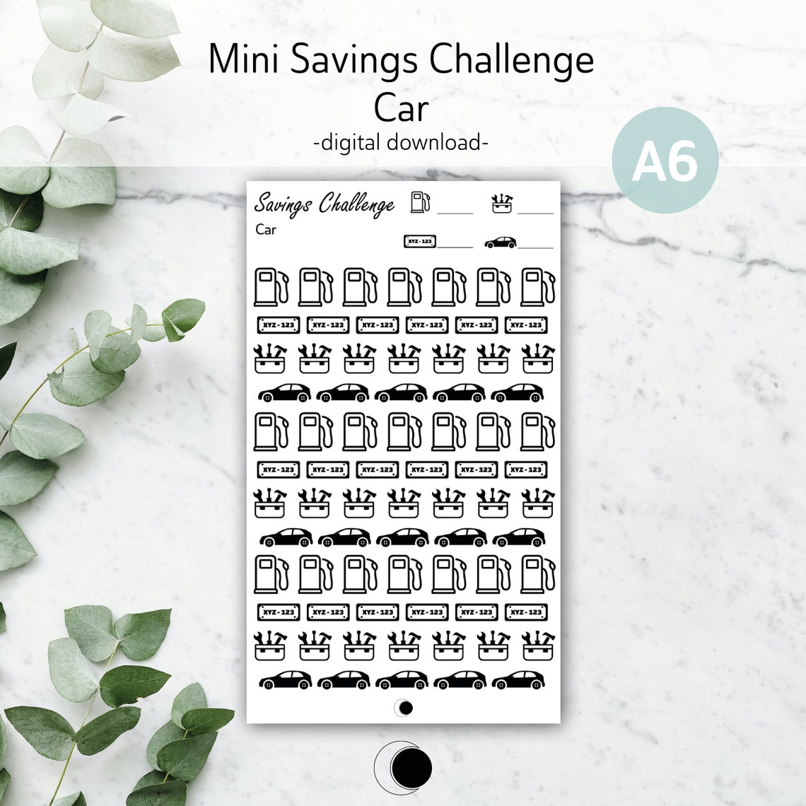 New Car, Car Repair, Car Maintenance Savings Challenge | Printable Mini ...