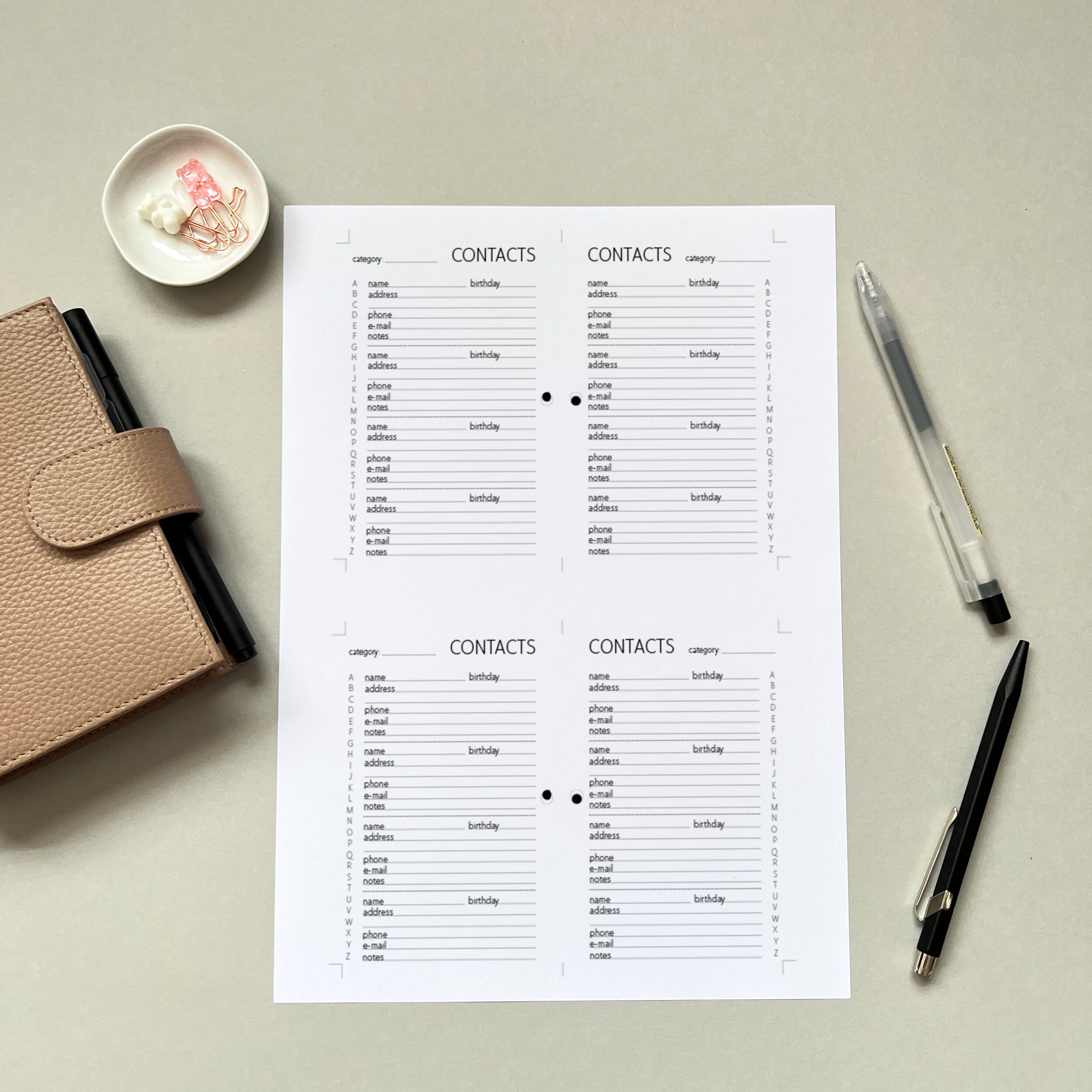Printable Contact List Tracker | Minimalist Address Book Template | for ...