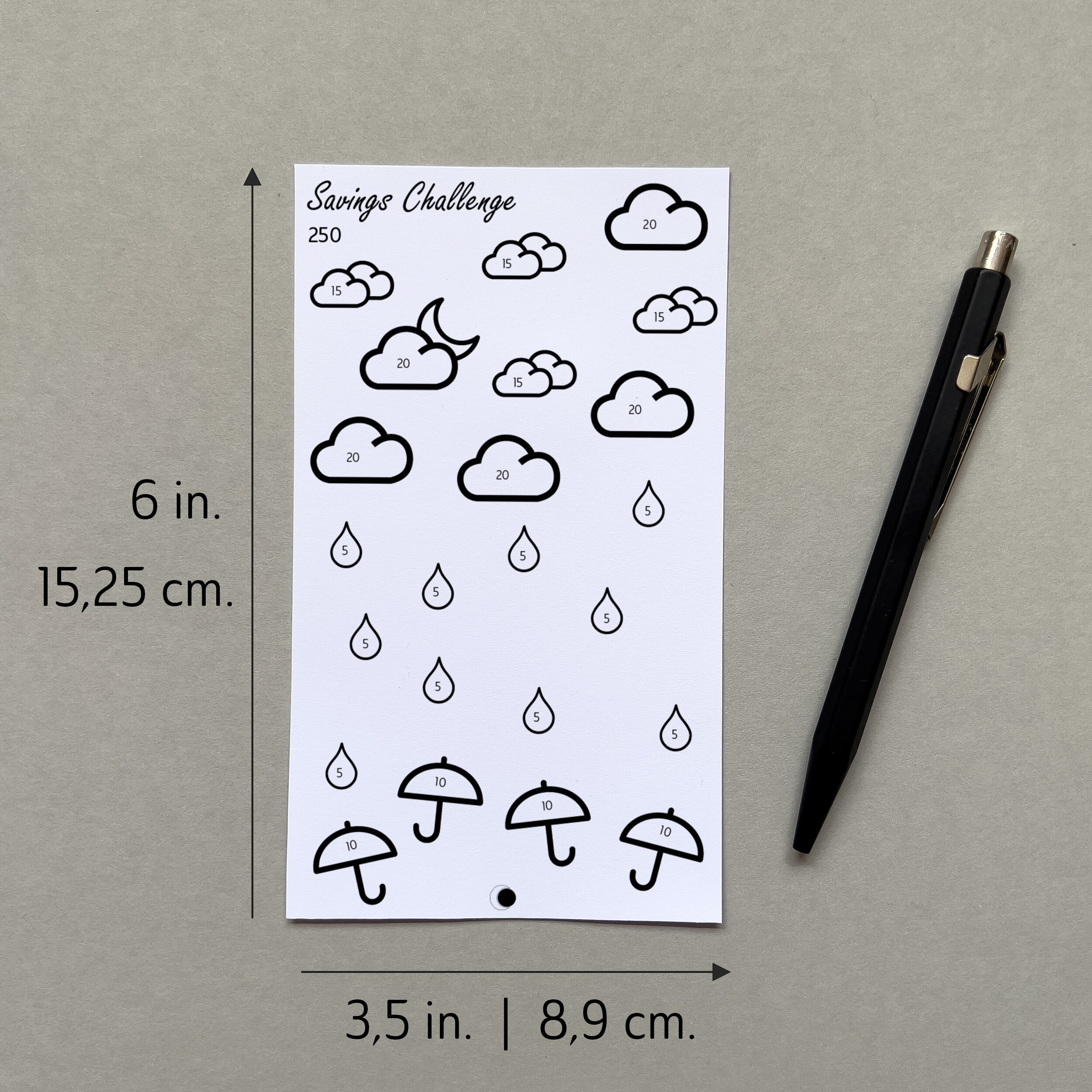 250 Mini Savings Challenge A6 Printable Minimalistic Color-in Savings ...