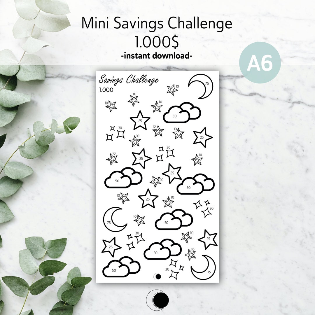 1000 Mini Savings Challeng A6 | Printable 1k Money Challenge for Low ...