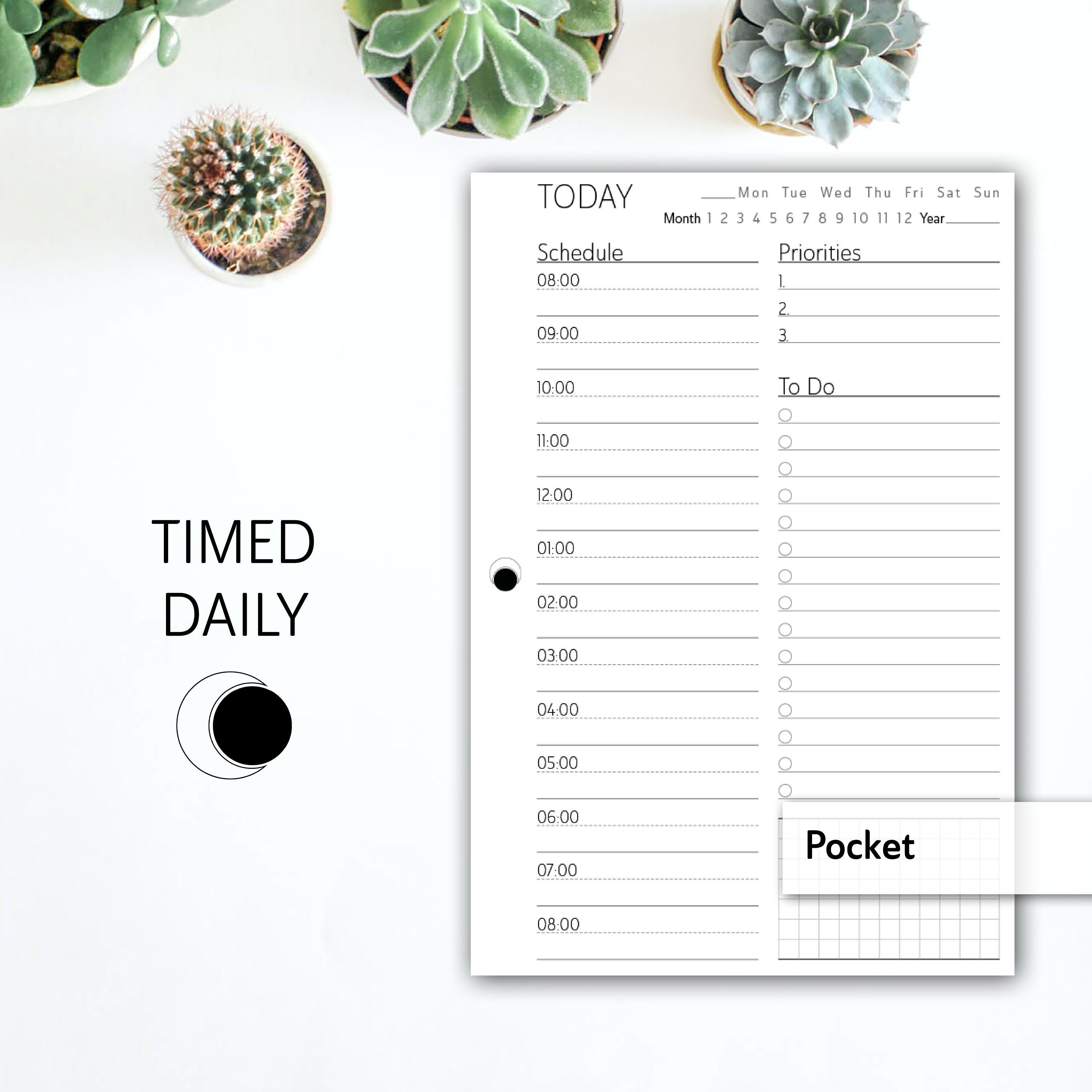 Printable Hourly Daily Planner Insert Timed Daily Schedule - Etsy