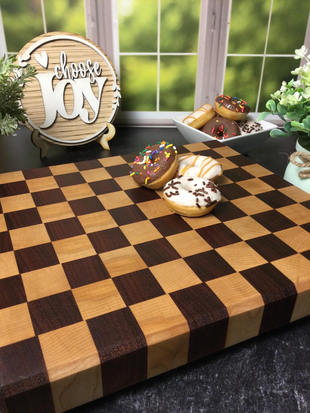 Handmade End Grain Wood Cutting Board: Maple & Paduak Checkerboard - Etsy