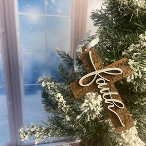 Walnut Cross Ornaments With Love, Jesus, Hope, Grace & Faith ...