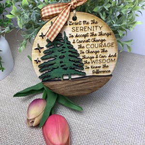 Serenity Prayer Wooden Ornament | Christmas Gift | Recovery Gift | Gift ...