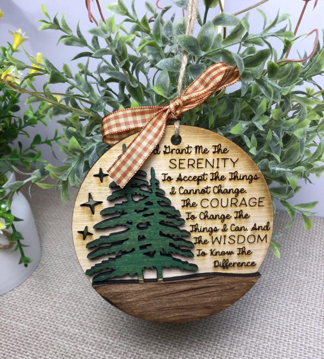 Serenity Prayer Wooden Ornament | Christmas Gift | Recovery Gift | Gift ...
